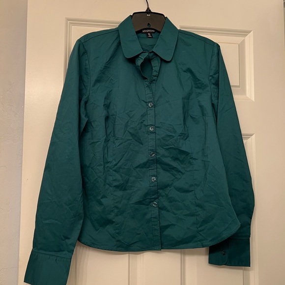 George | Tops | Nwt George Dark Green Button Down Shirt In Size Small ...